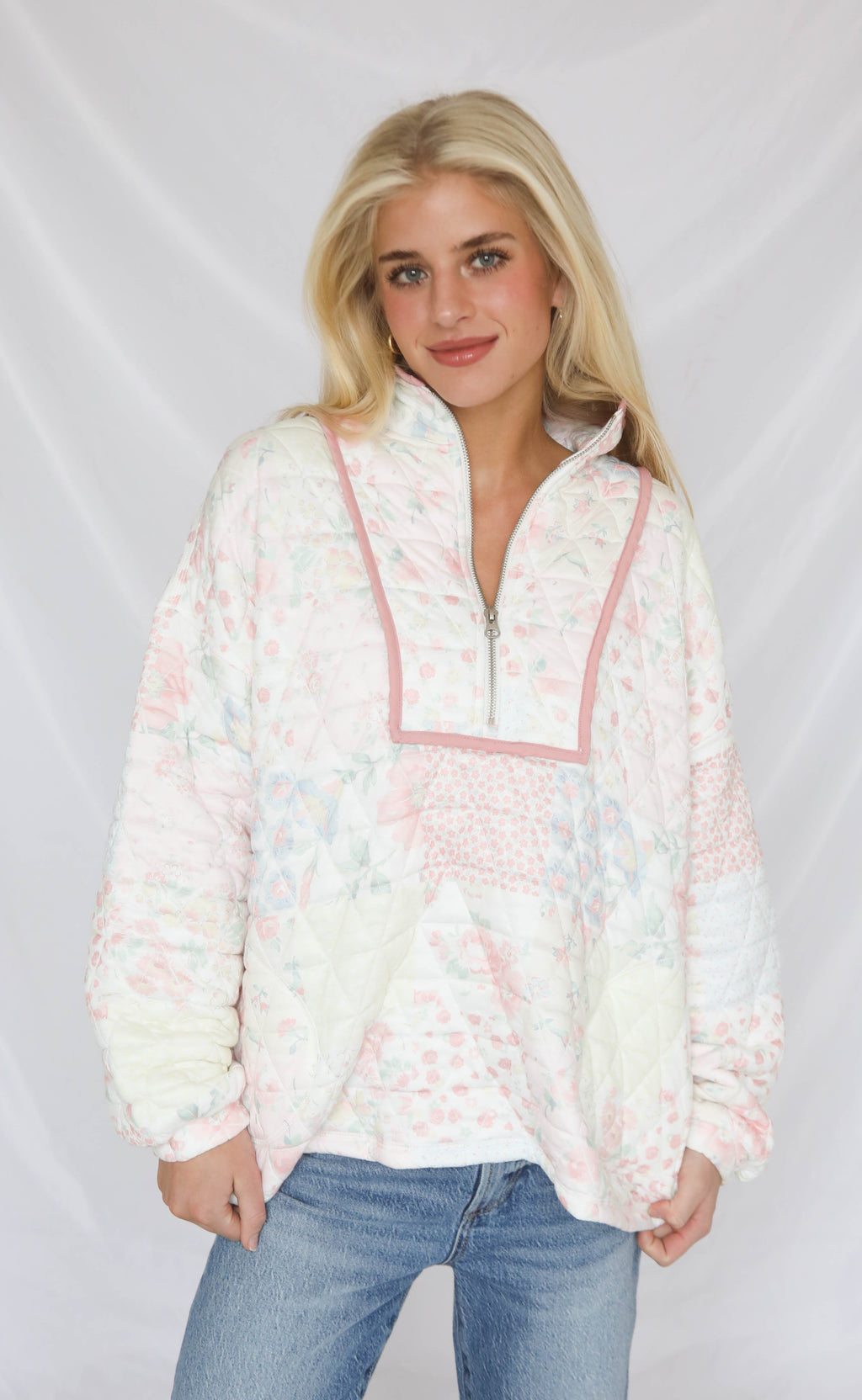 petal puff quilted quarter zip pullover – Riffraff